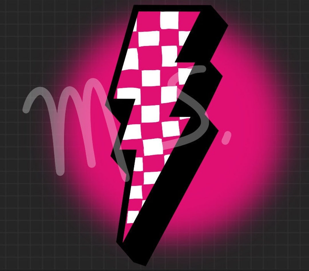 Hot Pink Checkered Lightening Bolt PNG 300dpi - Etsy