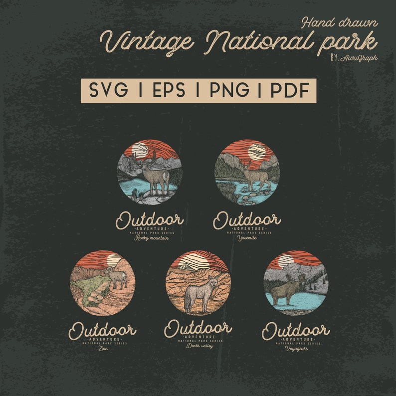 National Park Illustration, National Park Poster, National Park Gift ...