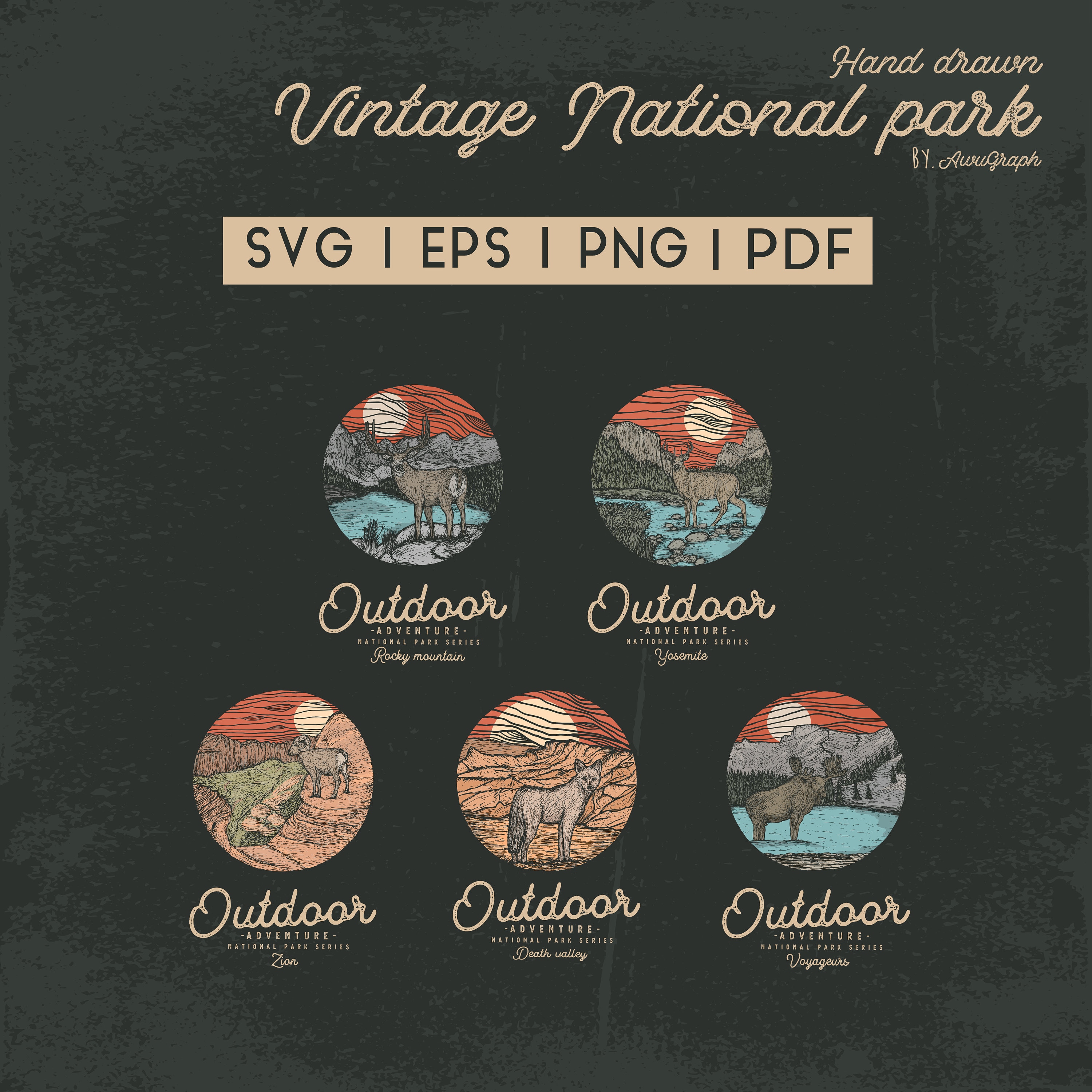 National Park Illustration, National Park Poster, National Park Gift ...