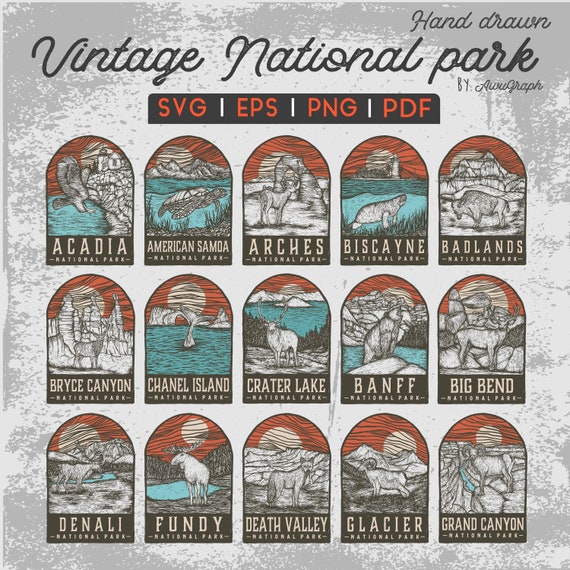 Drawing & Illustration Art & Collectibles National park gift Vector SVG ...