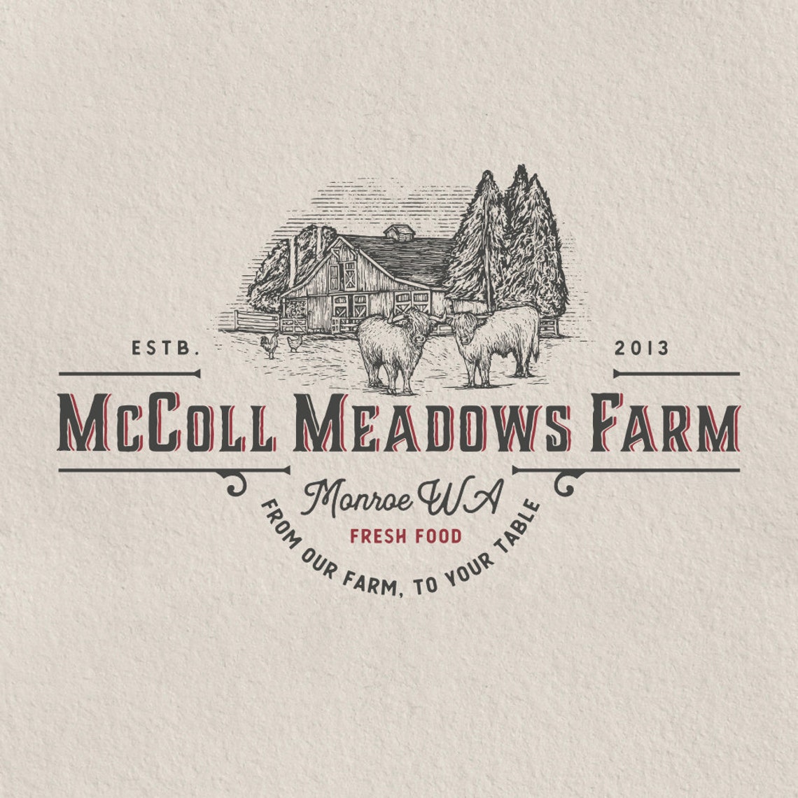 Vintage Custom Logo | Retro | Classic | Farm Logo | Hand Drawn Logo - Etsy
