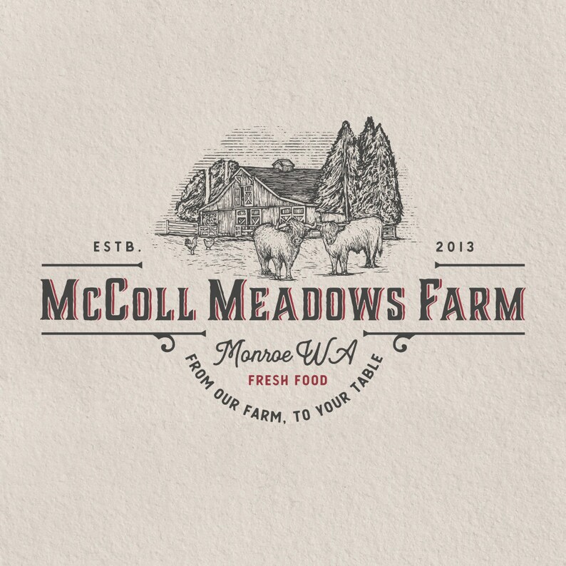 Vintage Custom Logo | Retro | Classic | Farm Logo | Hand Drawn Logo - Etsy
