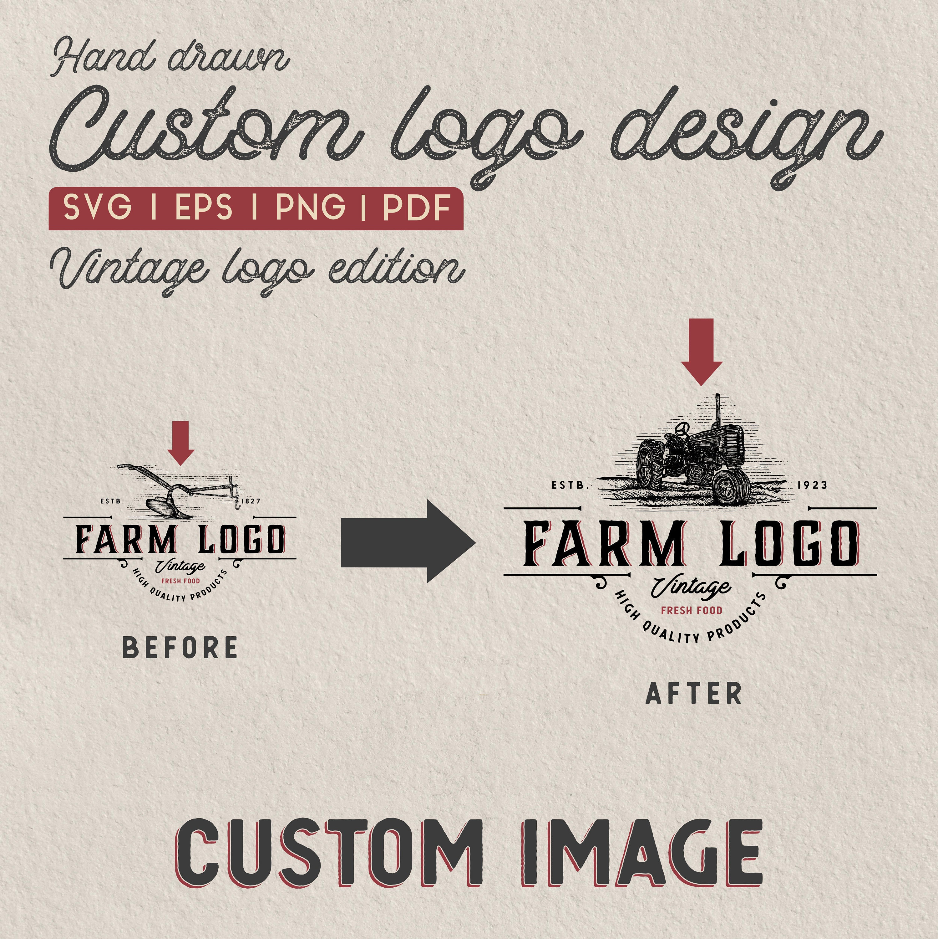 Vintage Custom Logo | Retro | Classic | Farm Logo | Hand Drawn Logo - Etsy