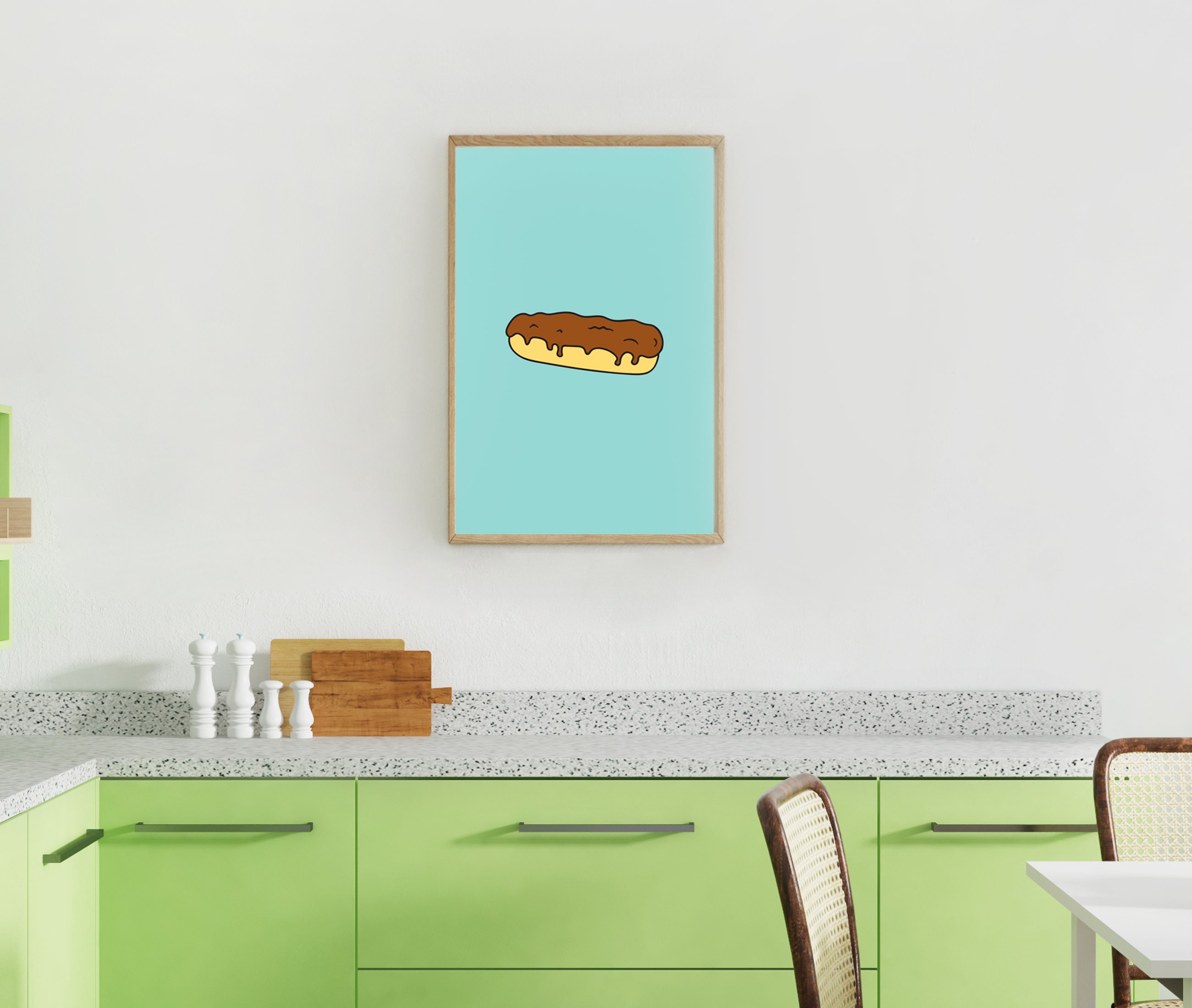 Eclair Art Print, French Pastry Poster, Baking Food Illustration for ...