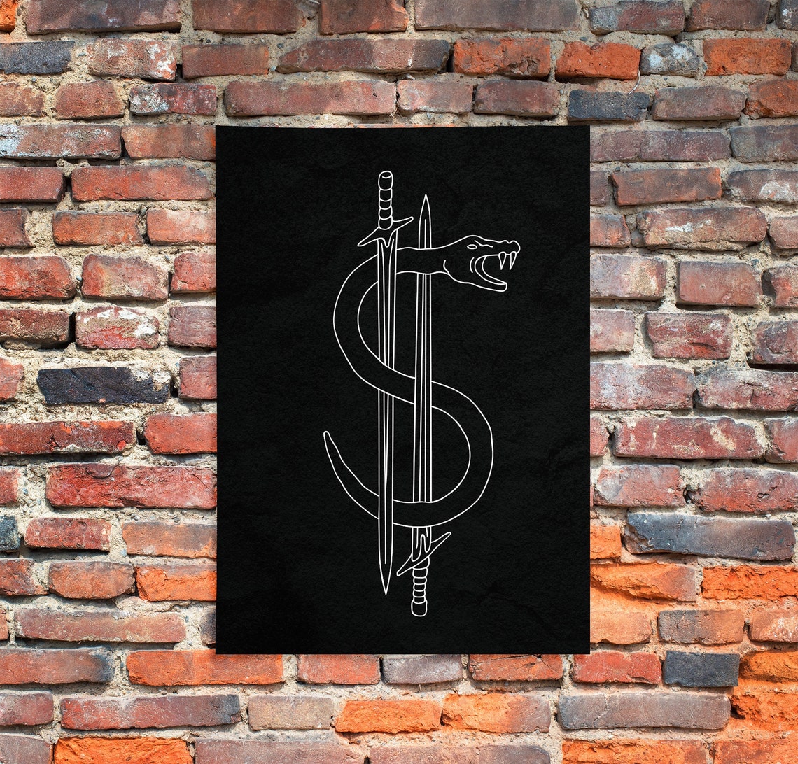 Money Svg-dollar Sign Svg With Snake and Swards-gothic Vintage Style ...