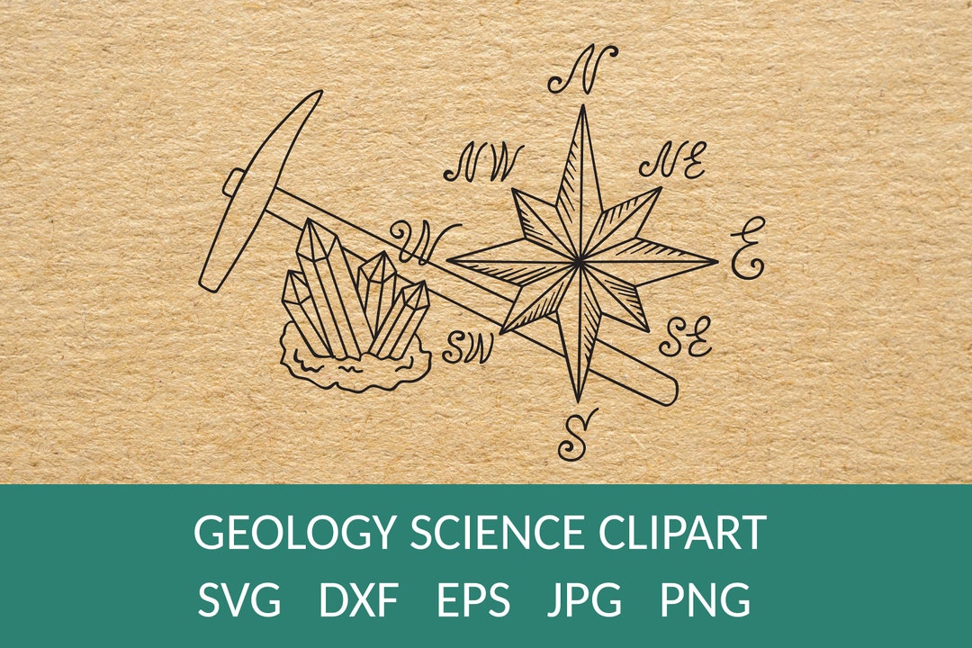 Geology Science Svg Clipart With Cardinal Directions, Druse of Crystals ...