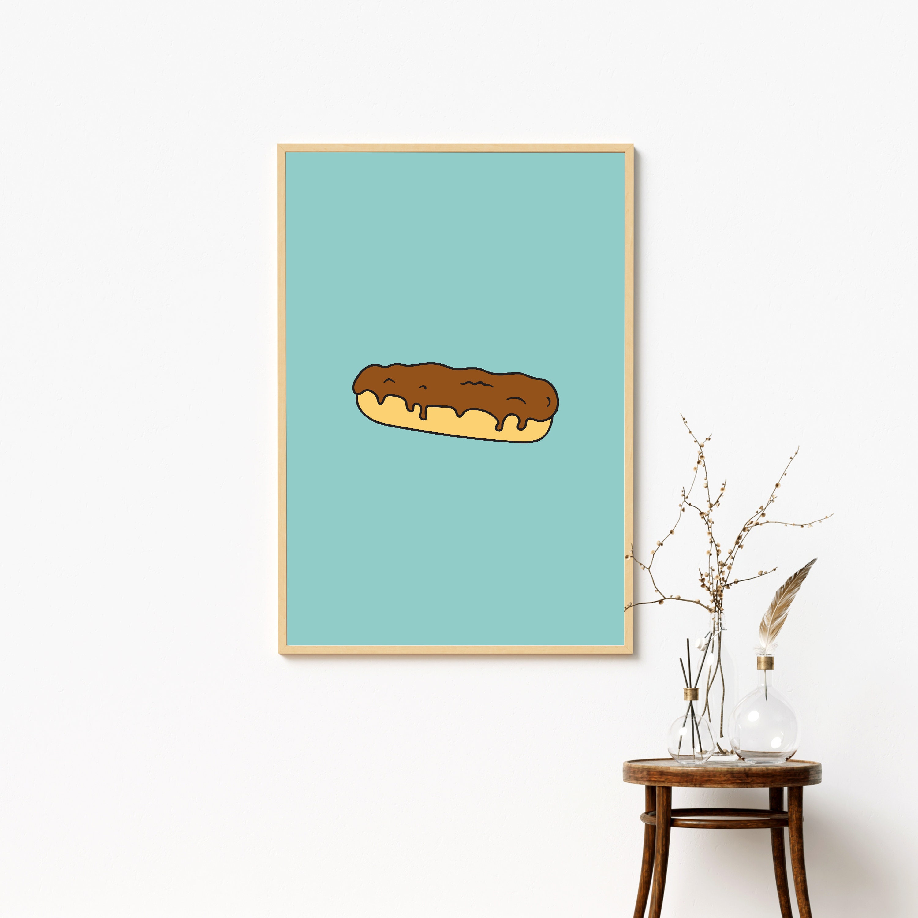 Eclair Art Print, French Pastry Poster, Baking Food Illustration for ...