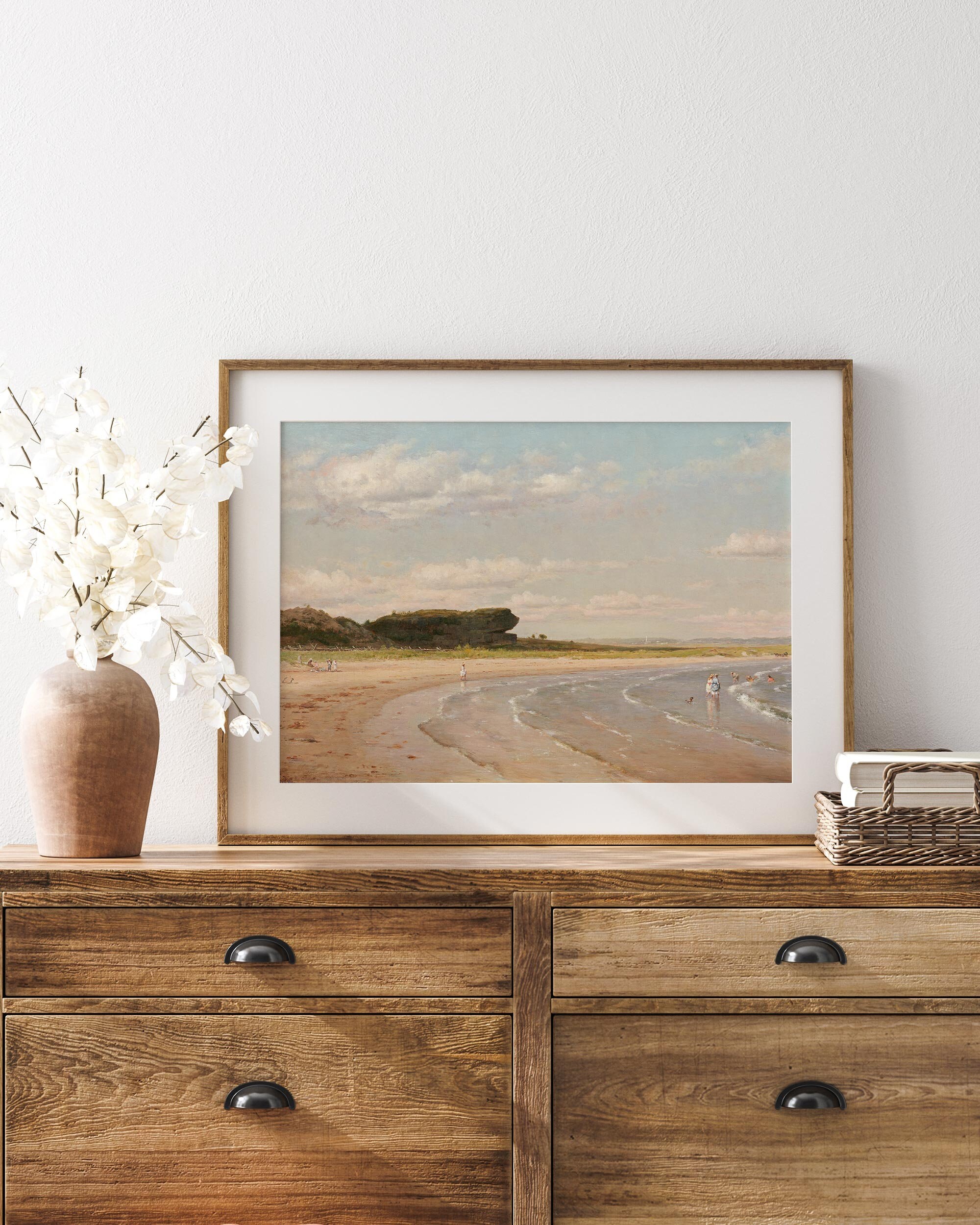 Antique Beach Print Ocean Vintage Art Nautical Oil Painting | Etsy