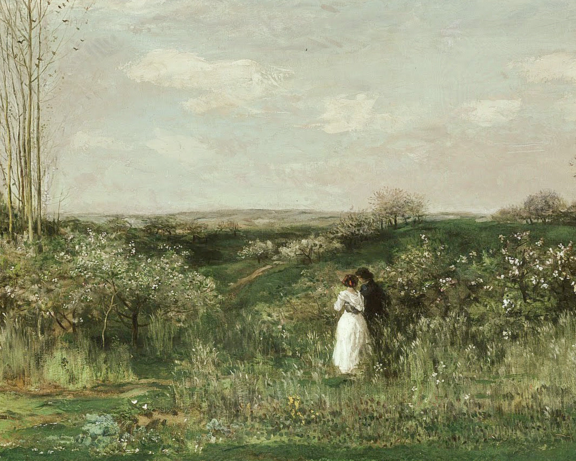 Couple Antique Painting French Country Landscape French - Etsy