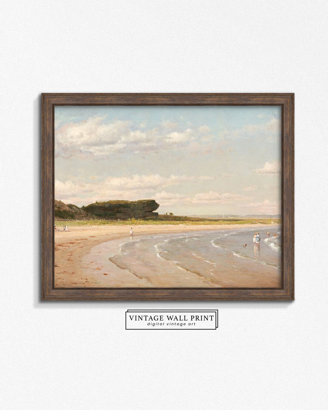 Antique Beach Print, Ocean Vintage Art, Nautical Oil Painting, Coastal ...