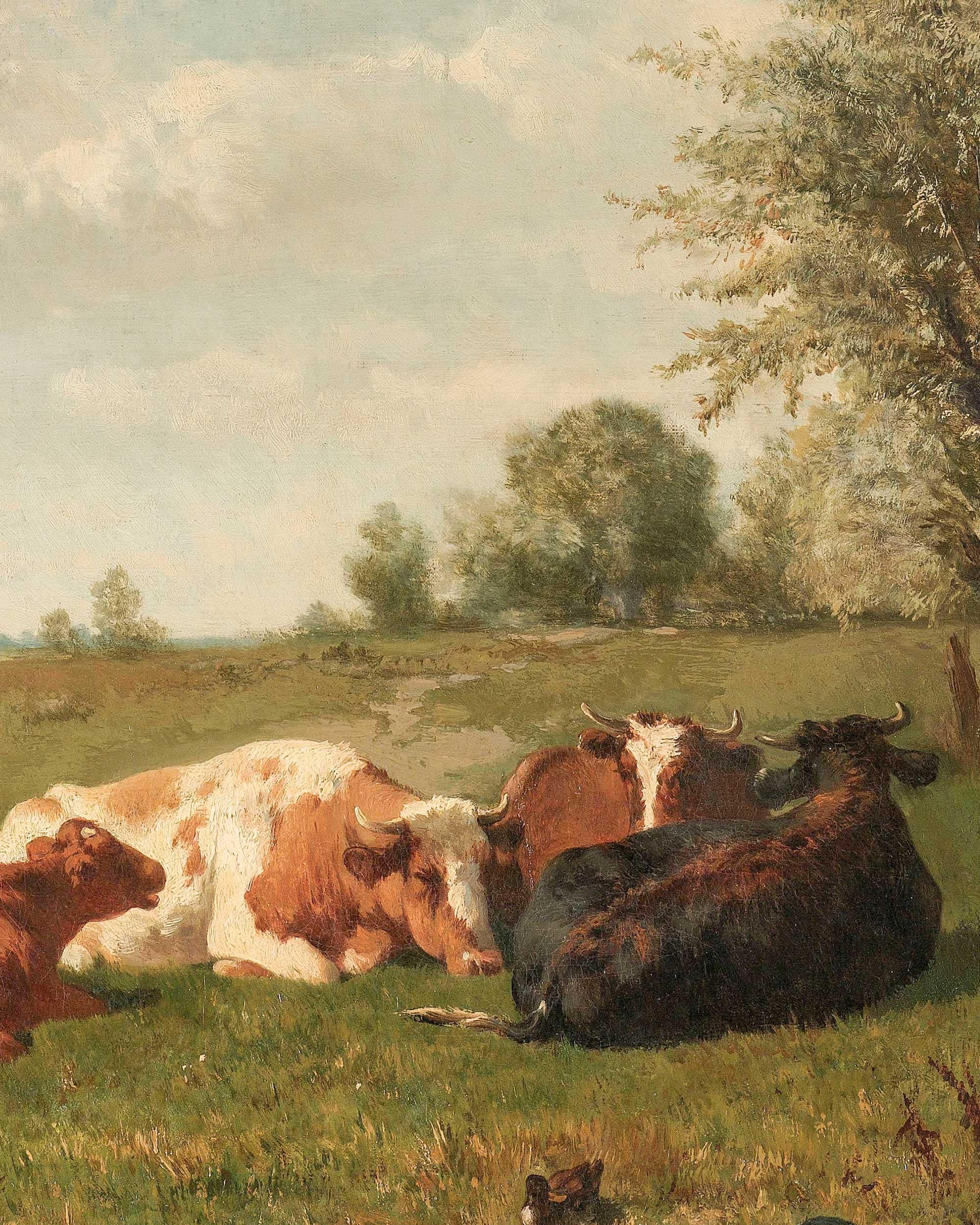 Cow Painting Antique Cow Print Vintage Cow Print Oil - Etsy