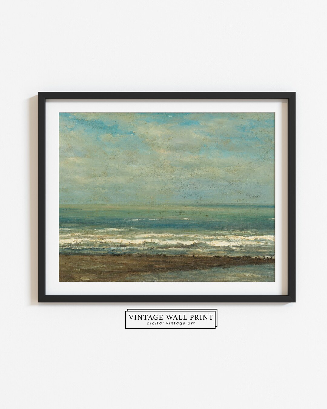 Ocean Antique Painting, Sea Landscape Print, Beach Print, Coastal ...