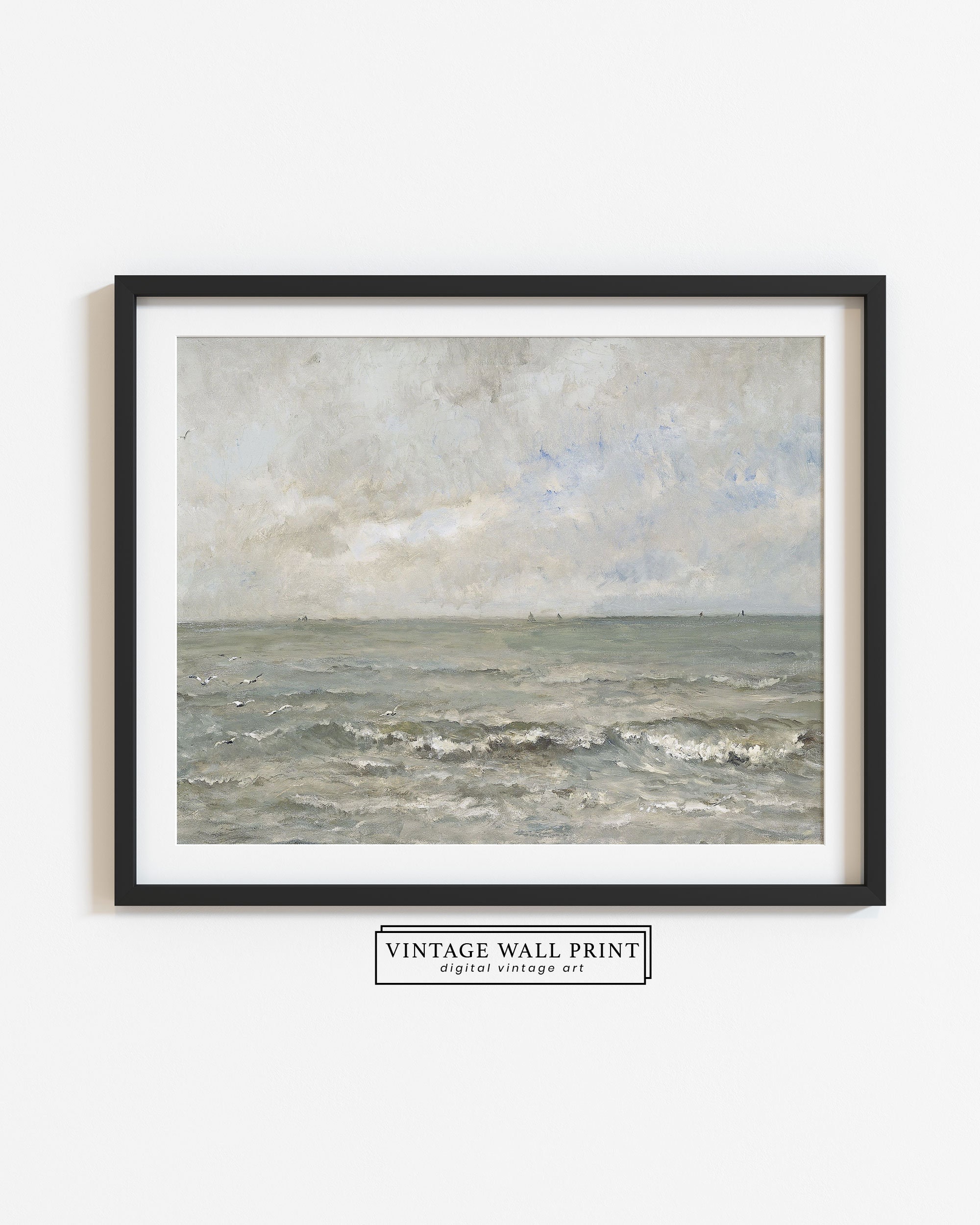 Buy Ocean Antique Painting, Sea Landscape Print, Beach Print, Coastal ...