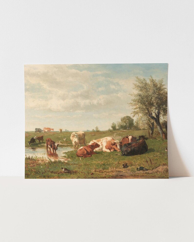 Cow Painting Antique Cow Print Vintage Cow Print Oil - Etsy