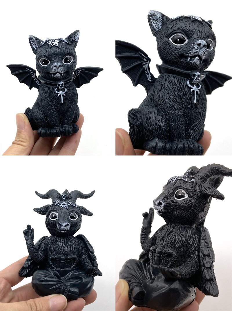 Black Cat Statue Gargoyle Figurines - Etsy