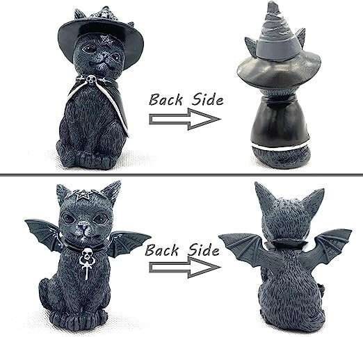 Black Cat Statue Gargoyle Figurines - Etsy