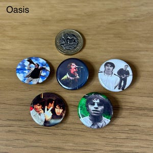Music Button Badges (5pcs) - Oasis, MOD, Britpop, the Who, the Jam ...
