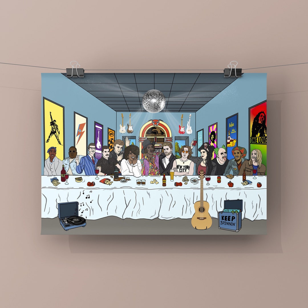 Musician Last Supper Print - John Lennon, Jimi Hendrix, Tupac, Biggie ...