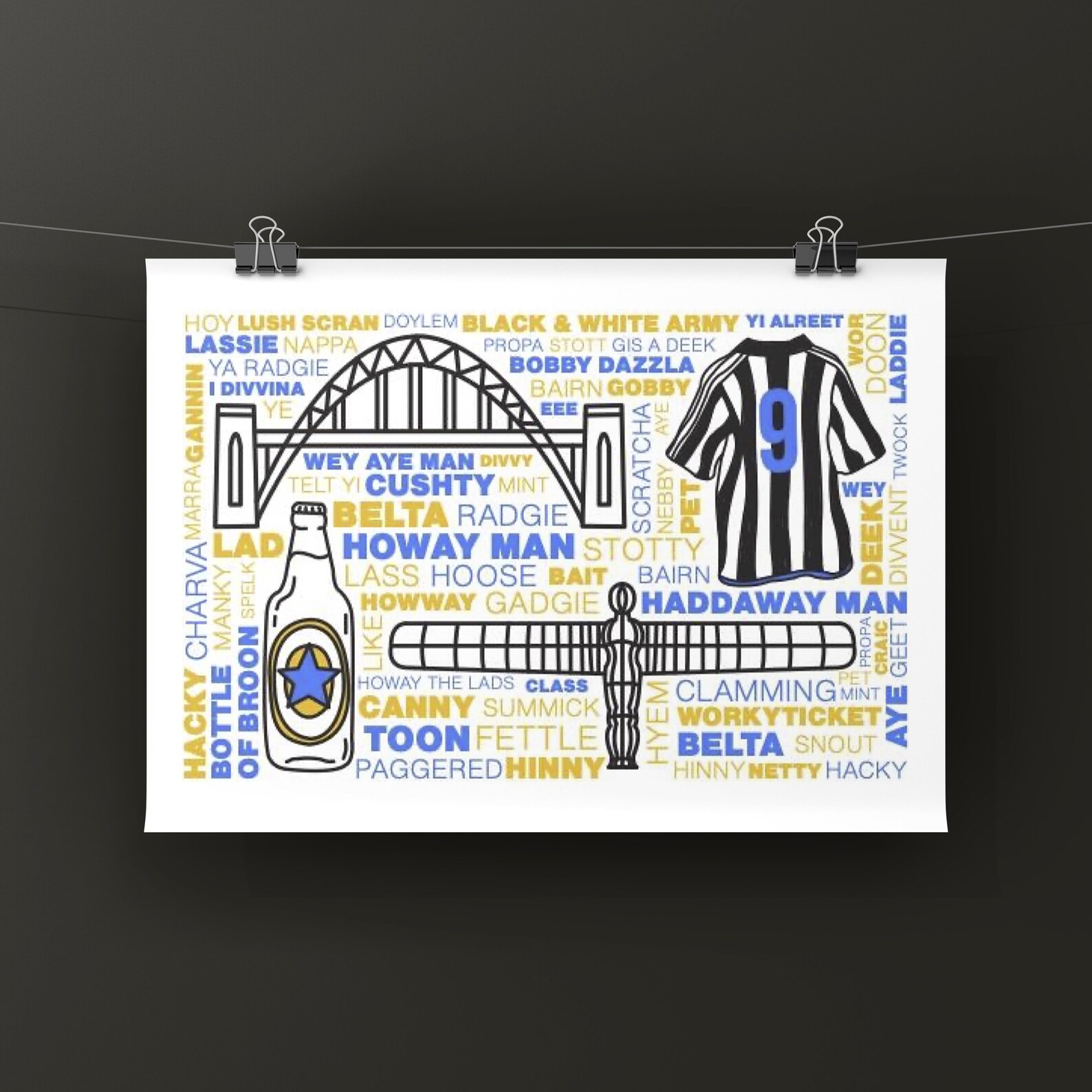 Geordie Words & Sayings Print - Unframed, Toon, Newcastle Upon Tyne ...