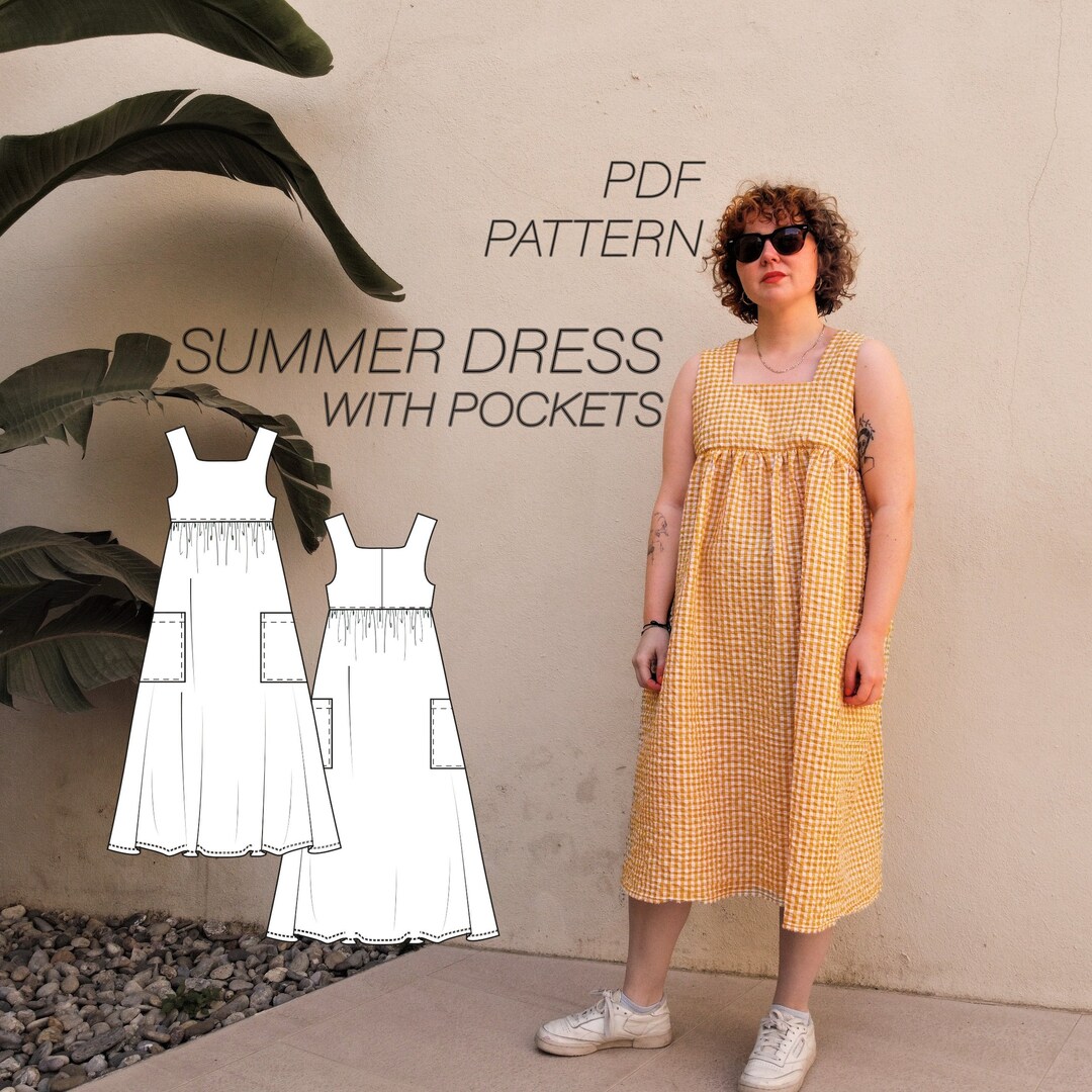 Summer Dress With Pockets Sewing Pattern PDF Sizes XS / S / M / L / XL ...