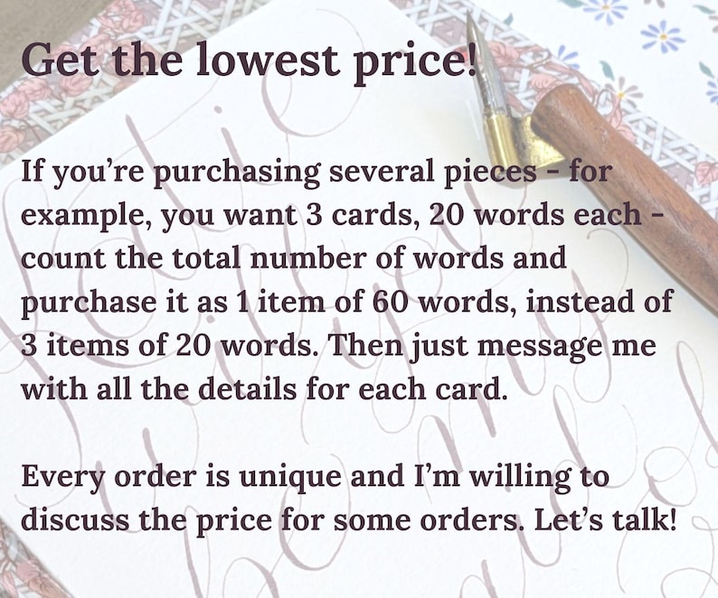 Handmade Custom Calligraphy Card: Personalized Quote, 4x6 - Etsy