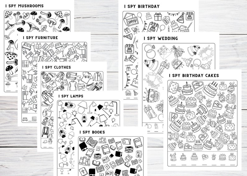 Printable 42 I SPY Pages for Kids Activities for Trips Holidays, Food ...