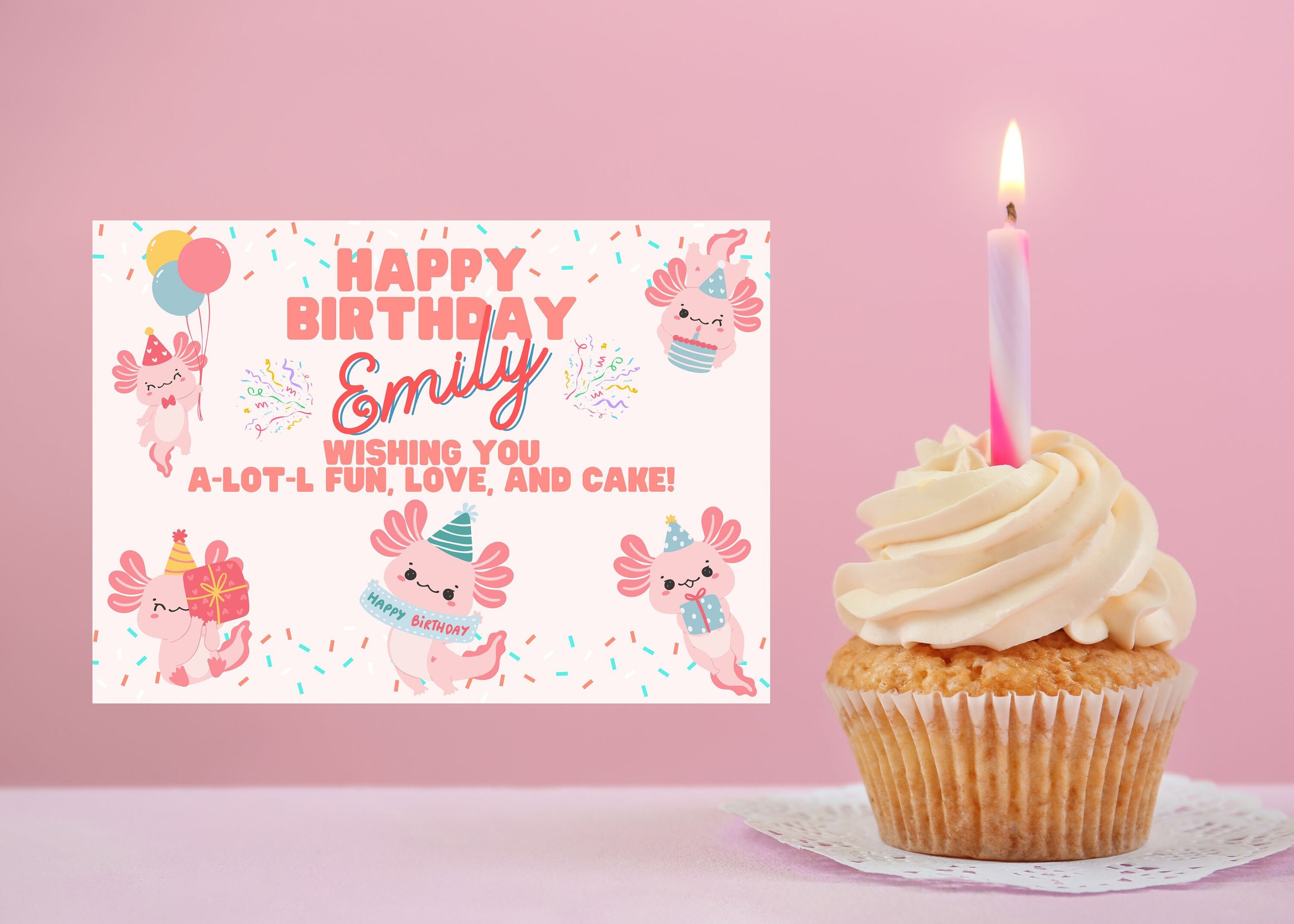 Download&print Personalized Axolotl Happy Birthday Card Template, Axie ...