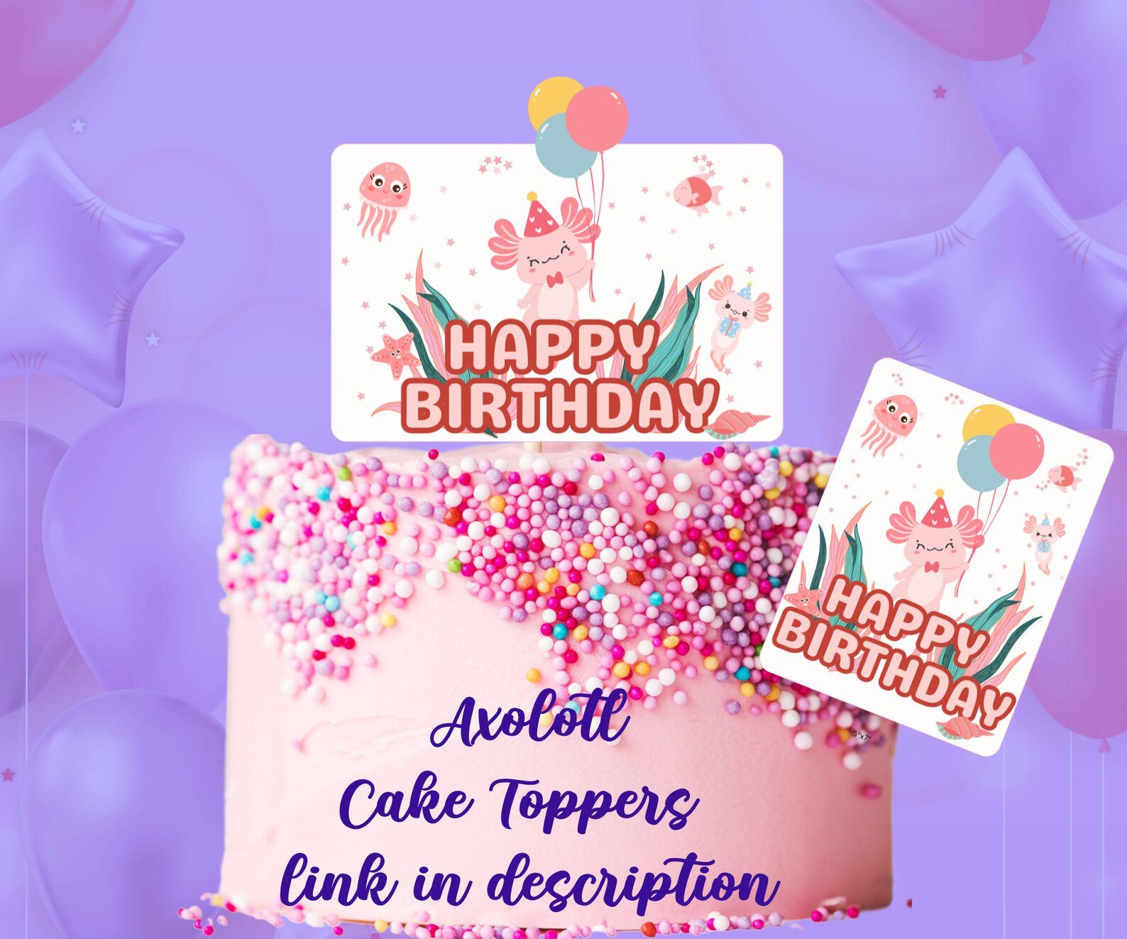 Download&print Pink Axolotl Birthday Invites for Girls and Boys ...