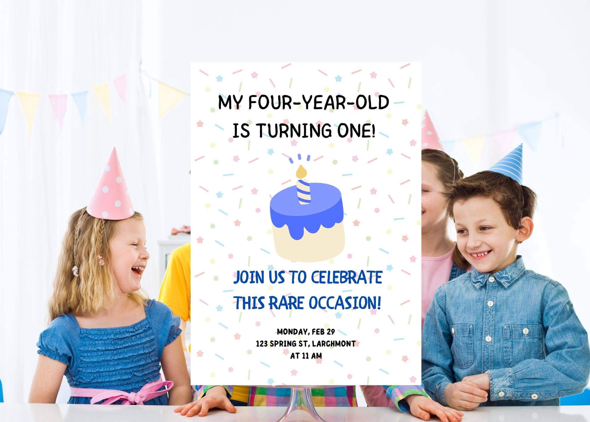 Editable Leap Year Birthday Invite Template, February 29 Birthday ...