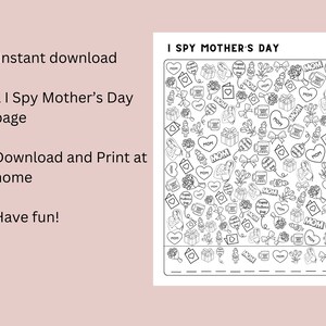 Printable I Spy Mother's Day Coloring Page - Instant Download ...