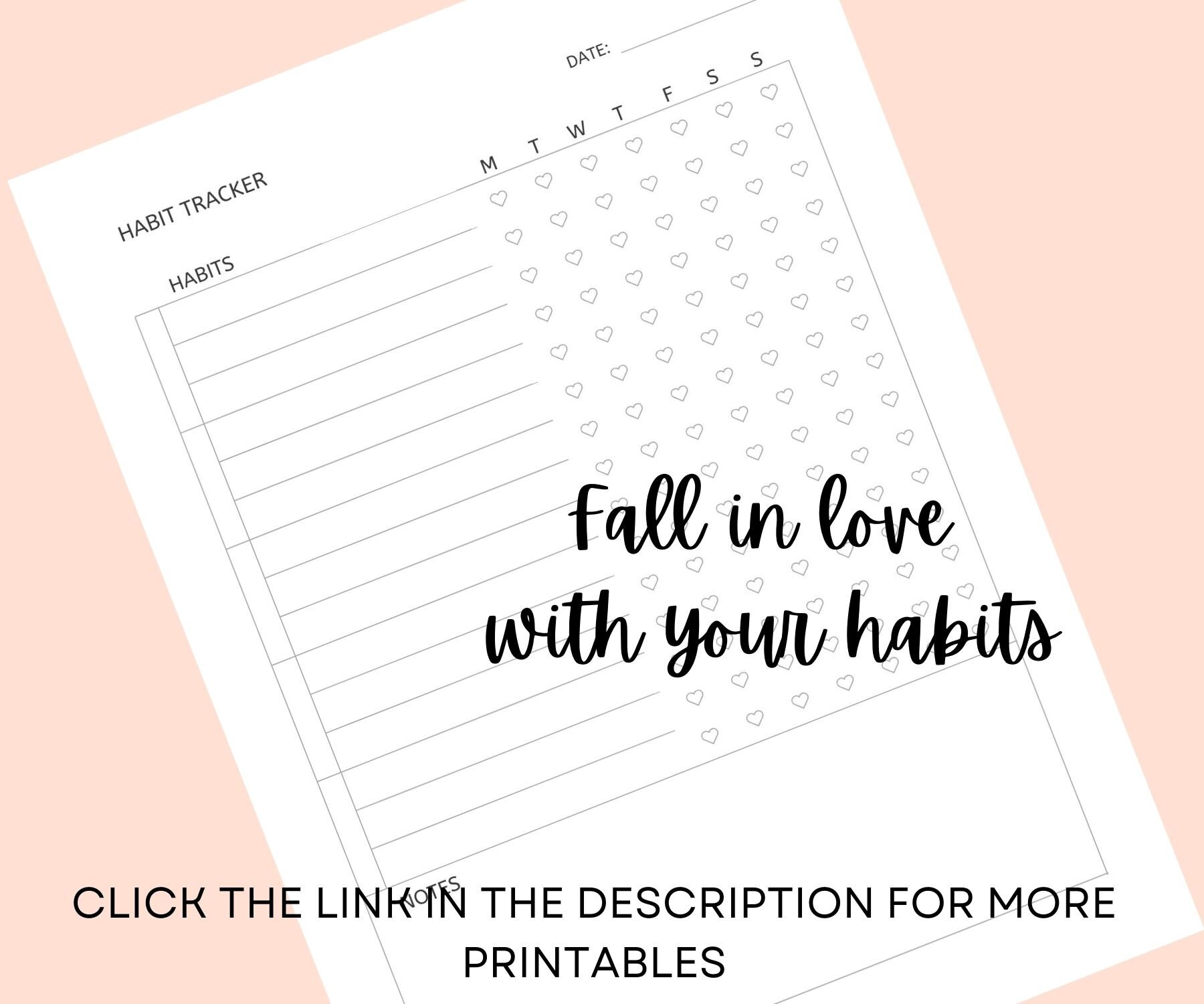 Weekly Habit Tracker Printable With Hearts Cute Minimalist Tracker ...