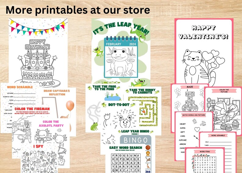 Printable Valentine's Placemat for Kids Letter Size 8.5x11 and 11x17 ...