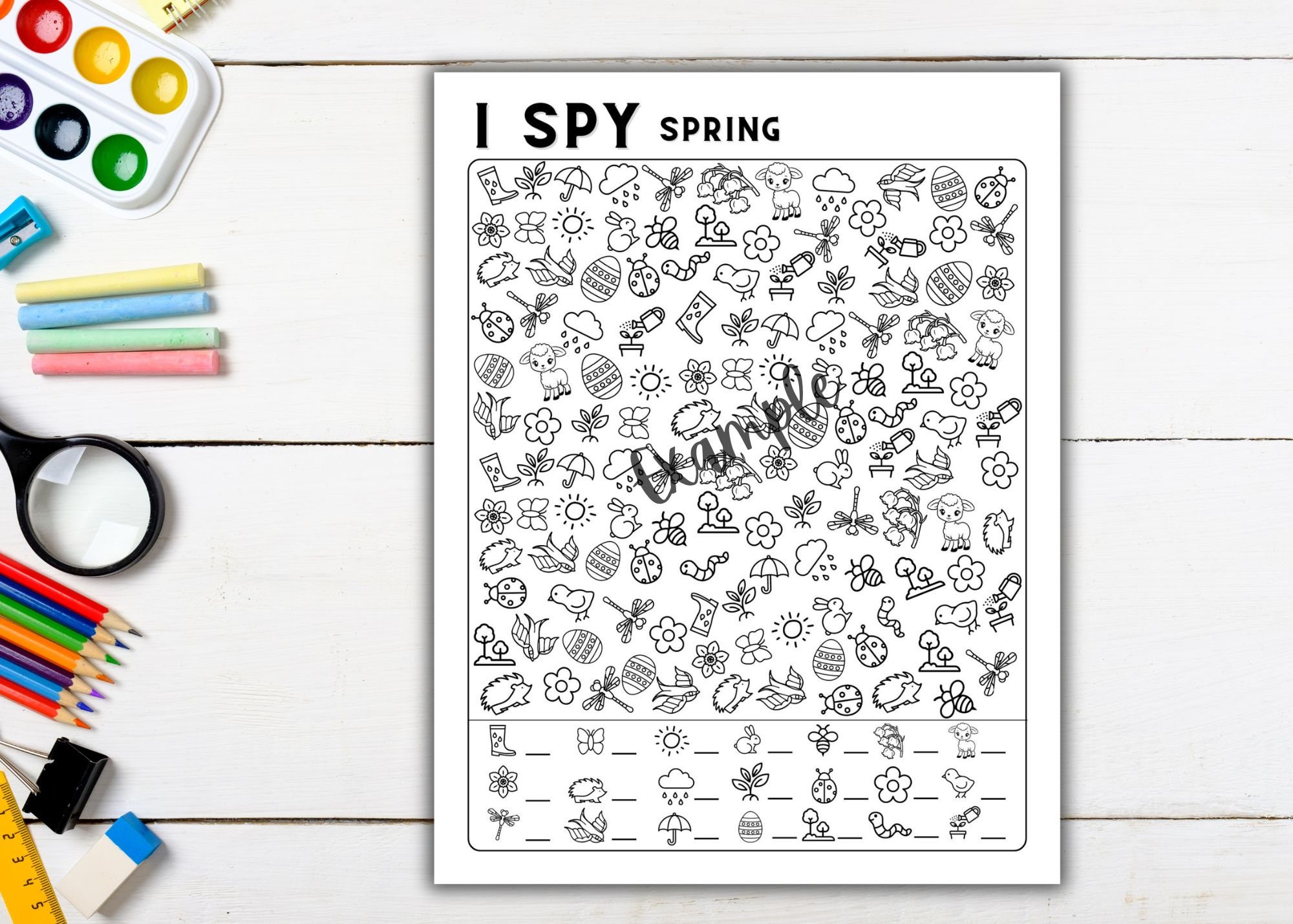Printable I Spy Spring Coloring Page I Spy Page for 5-10 Year-olds ...
