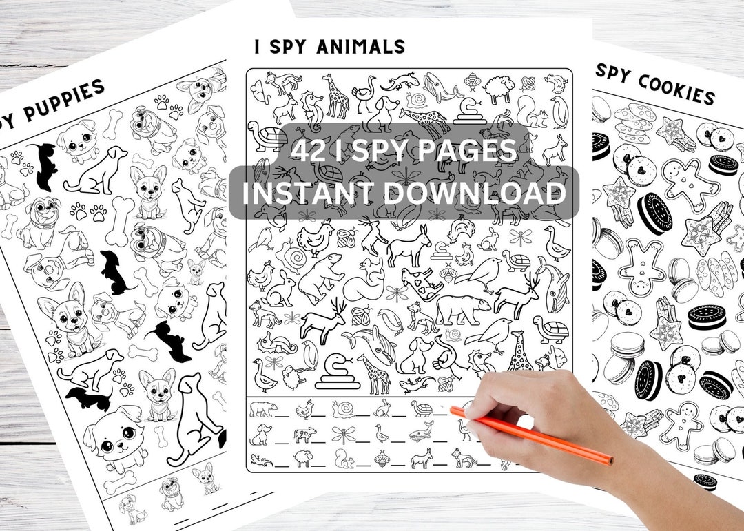 Printable 42 I SPY Pages for Kids Activities for Trips Holidays, Food ...