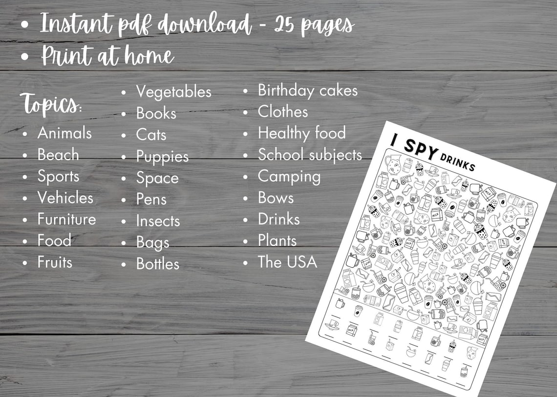 Printable I Spy Coloring Pages Digital Download I Spy Insects, I Spy ...