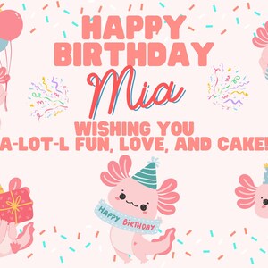 Download&print Personalized Axolotl Happy Birthday Card Template, Axie ...