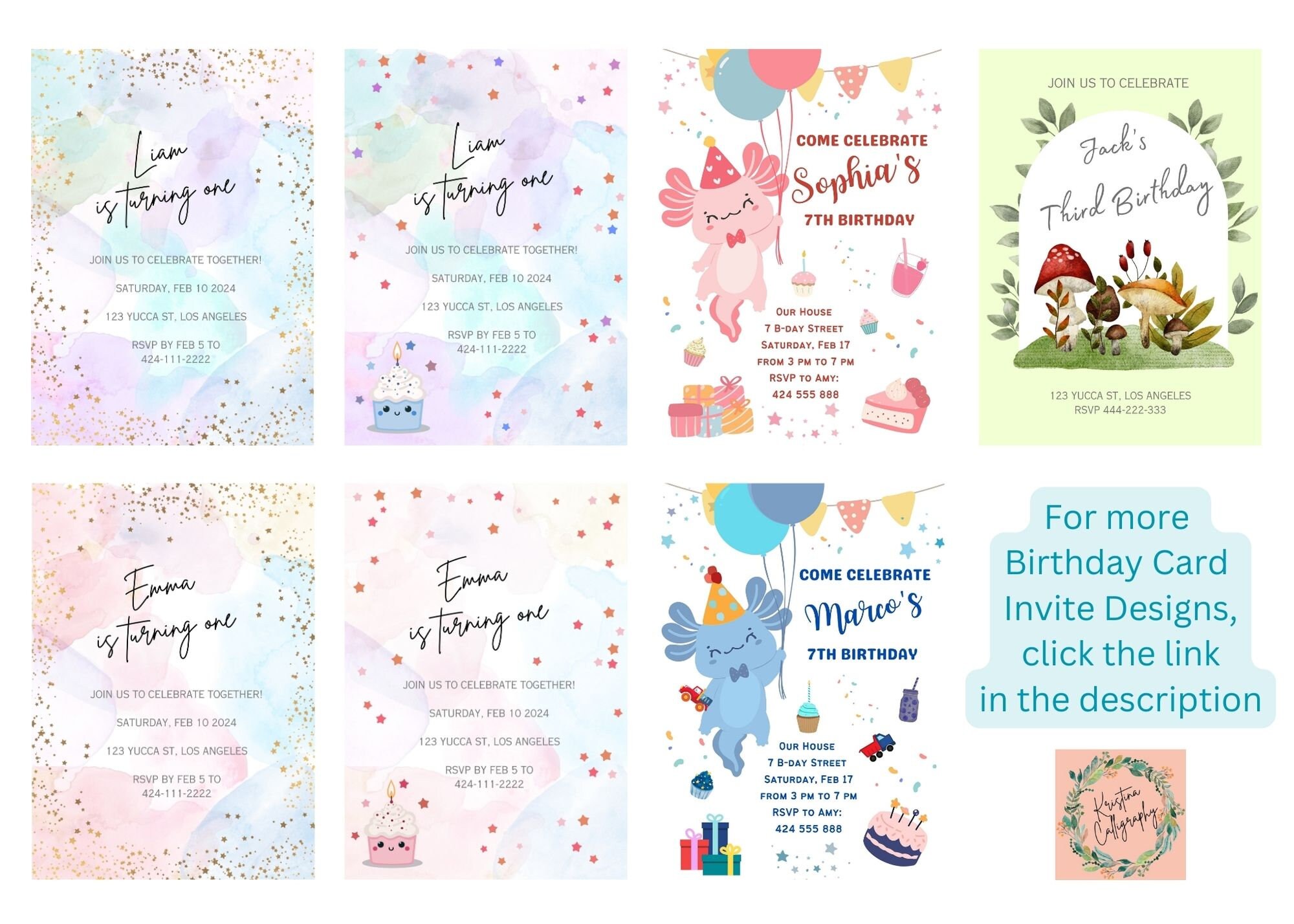 Download&print Pink Axolotl Birthday Invites for Girls and Boys ...