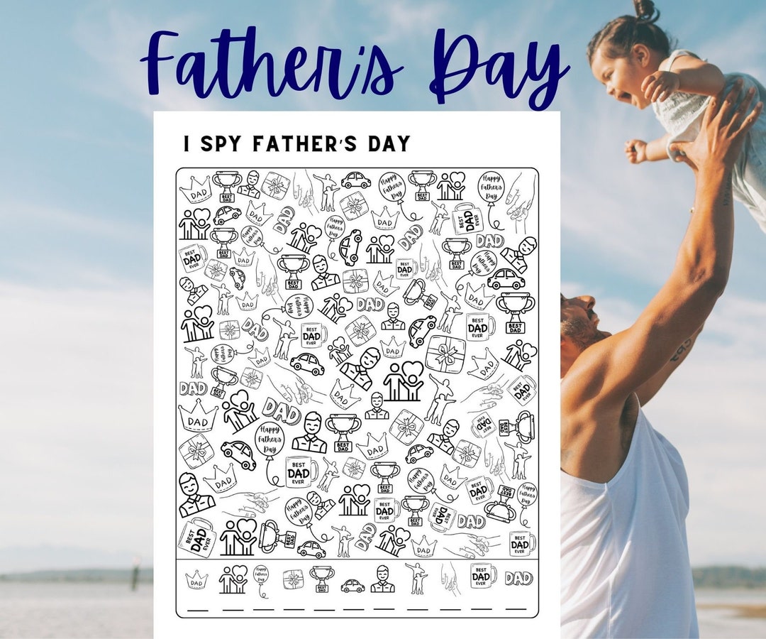 Printable I Spy Father's Day Coloring Page - Instant Download ...