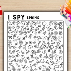 Printable I Spy Spring Coloring Page - I Spy Page for 5-10 Year-olds ...