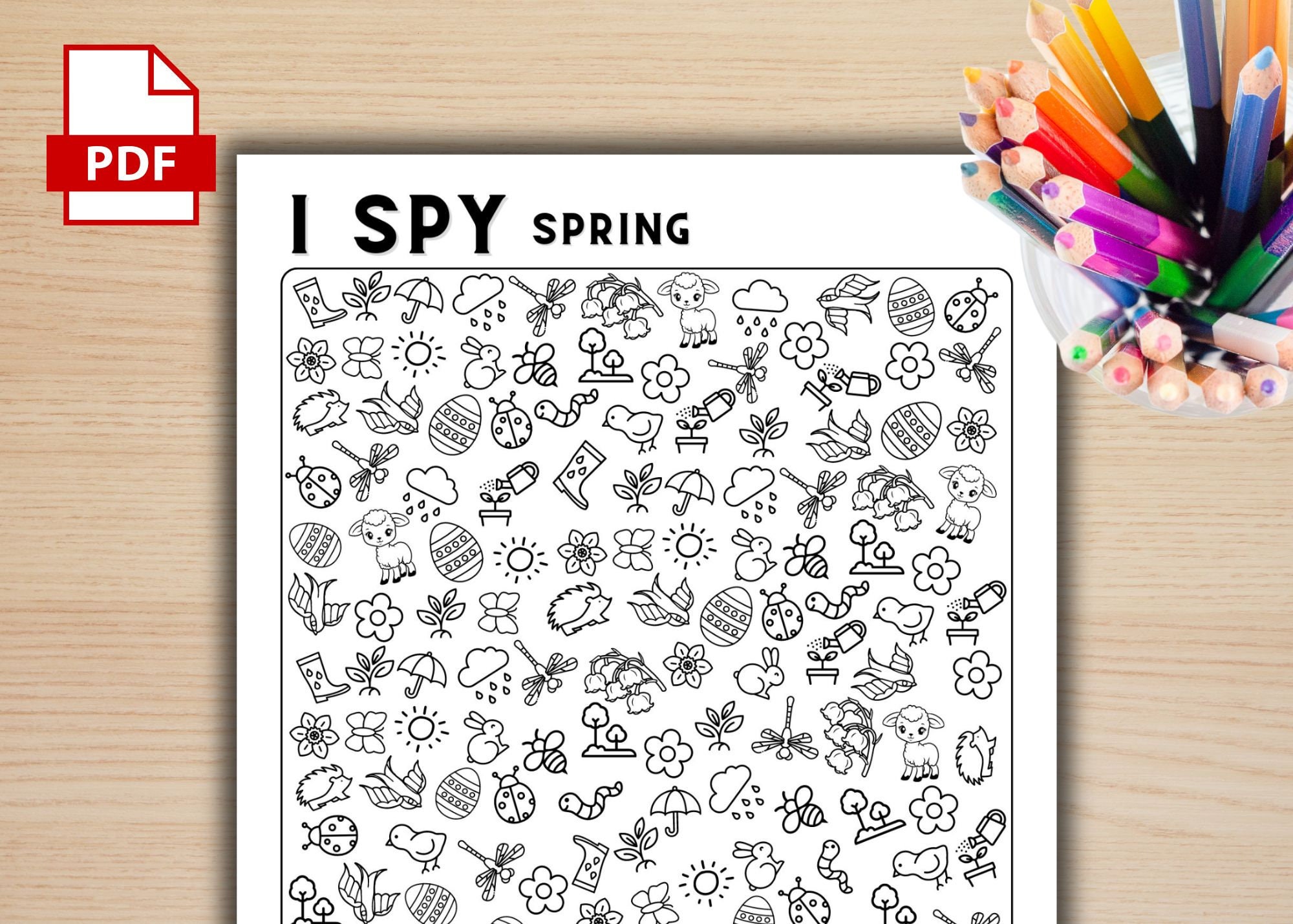 Printable I Spy Spring Coloring Page I Spy Page for 5-10 Year-olds ...