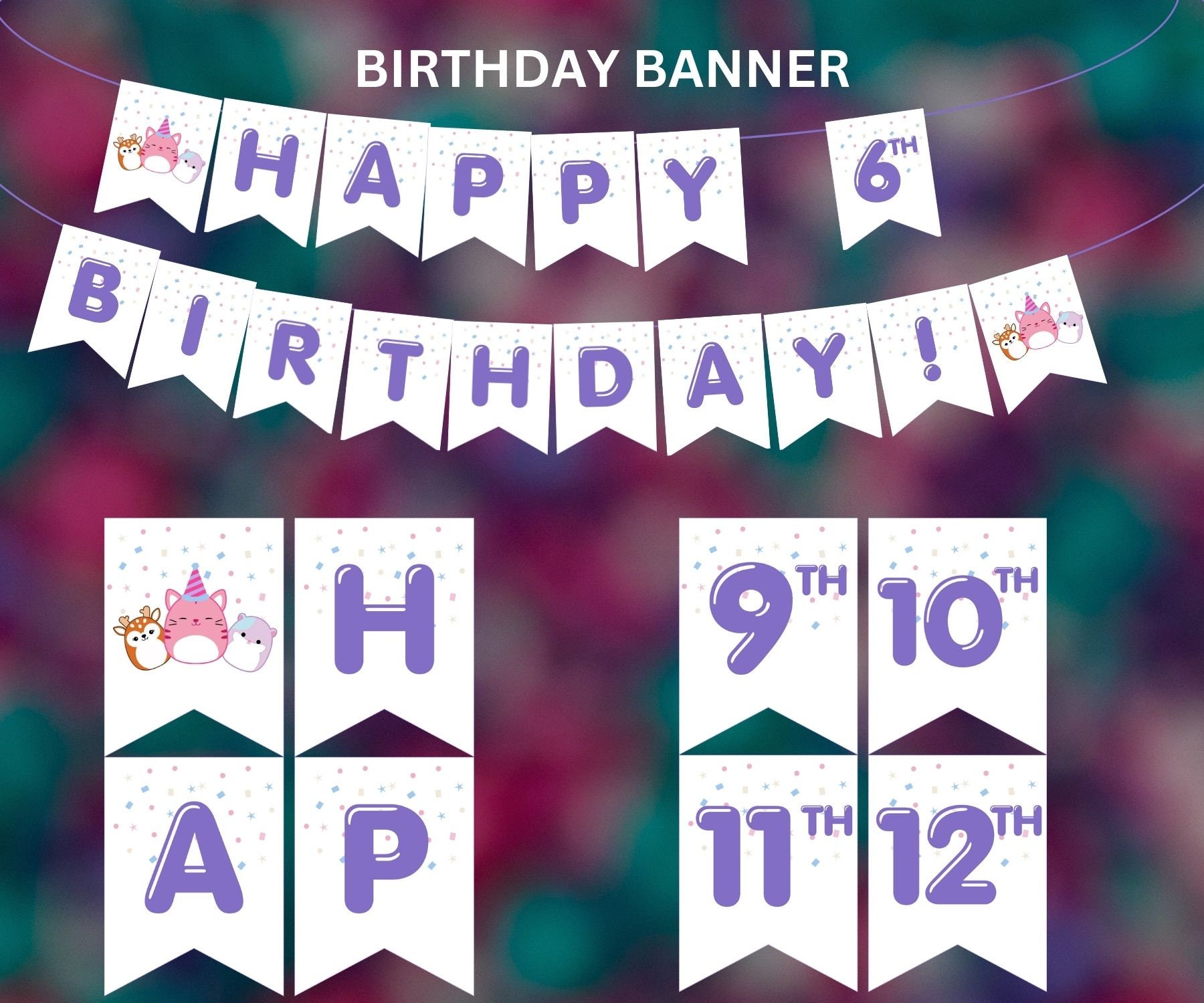 Editable Squishmallow Birthday Invite + Squish Birthday Thank You Tag ...