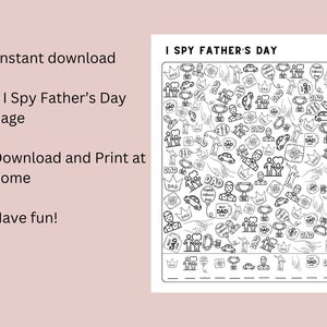 Printable I Spy Father's Day Coloring Page - Instant Download ...