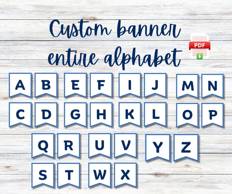 Printable Blue Banner, Custom Banner, Alphabet - Entire Alphabet for ...