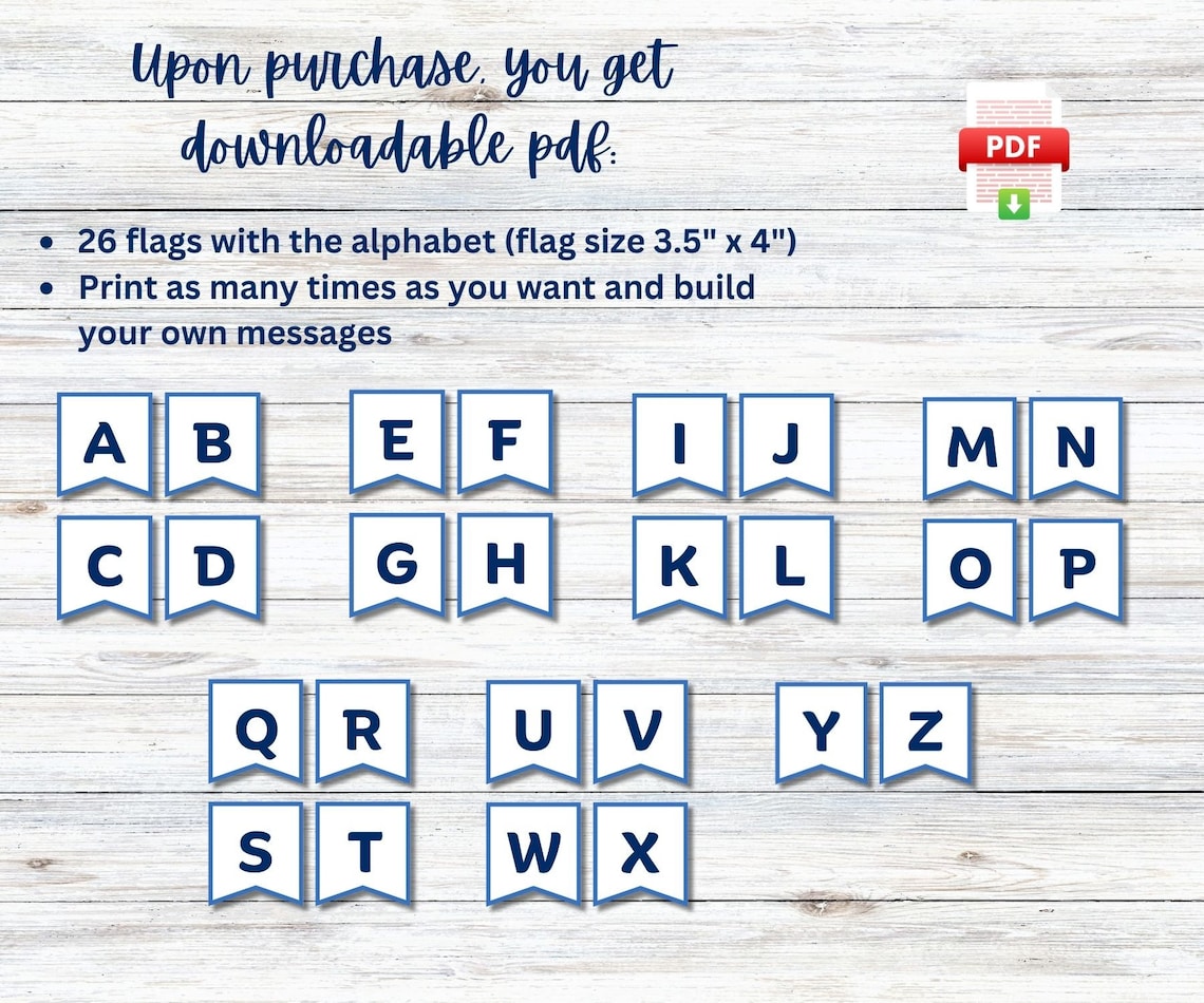 Printable Blue Banner, Custom Banner, Alphabet - Entire Alphabet for ...