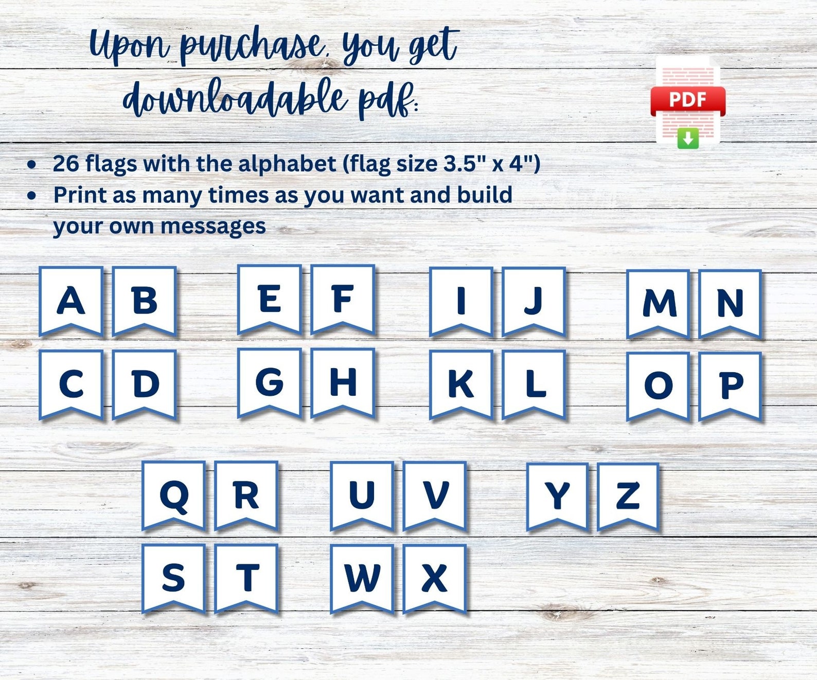 Printable Blue Banner, Custom Banner, Alphabet - Entire Alphabet for ...