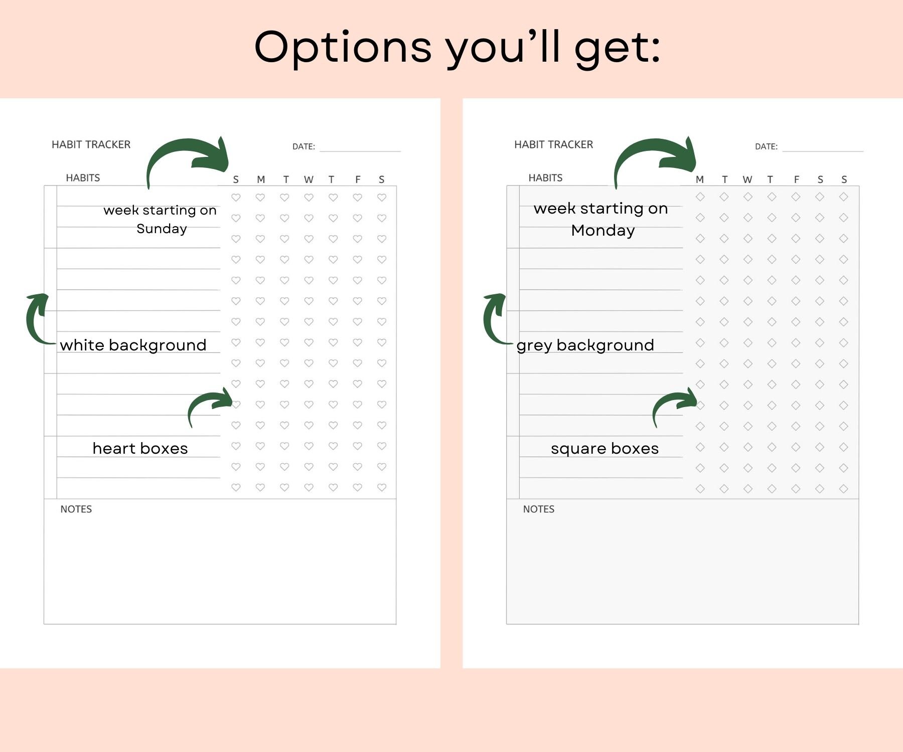Weekly Habit Tracker Printable With Hearts Cute Minimalist Tracker ...