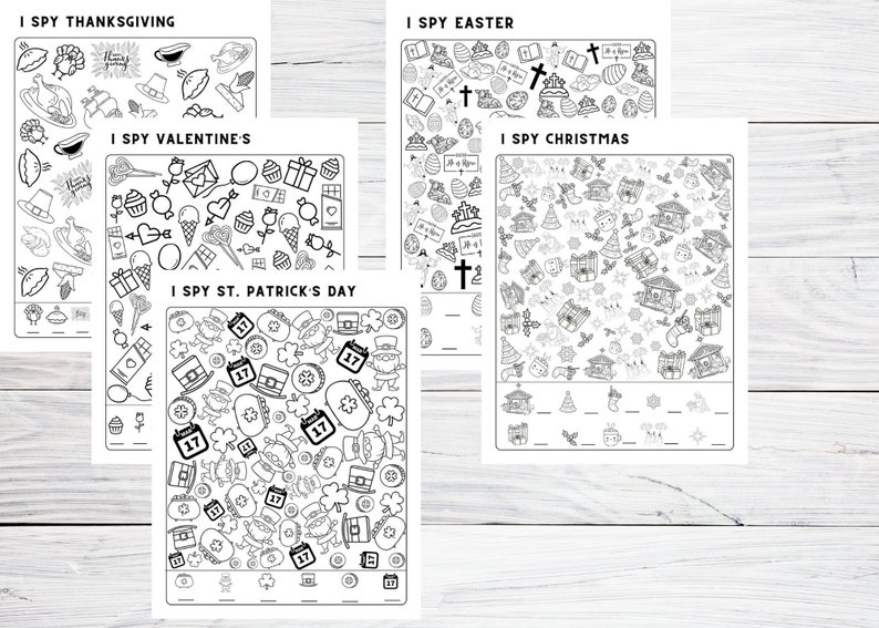 Printable 42 I SPY Pages for Kids Activities for Trips Holidays, Food ...