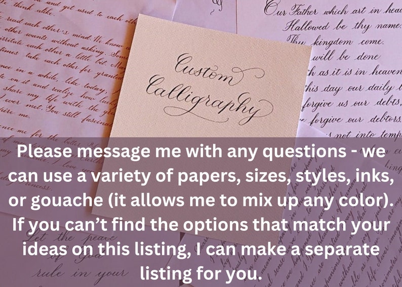 Custom Calligraphy Gift Personalized Handwritten Message Custom Quote ...