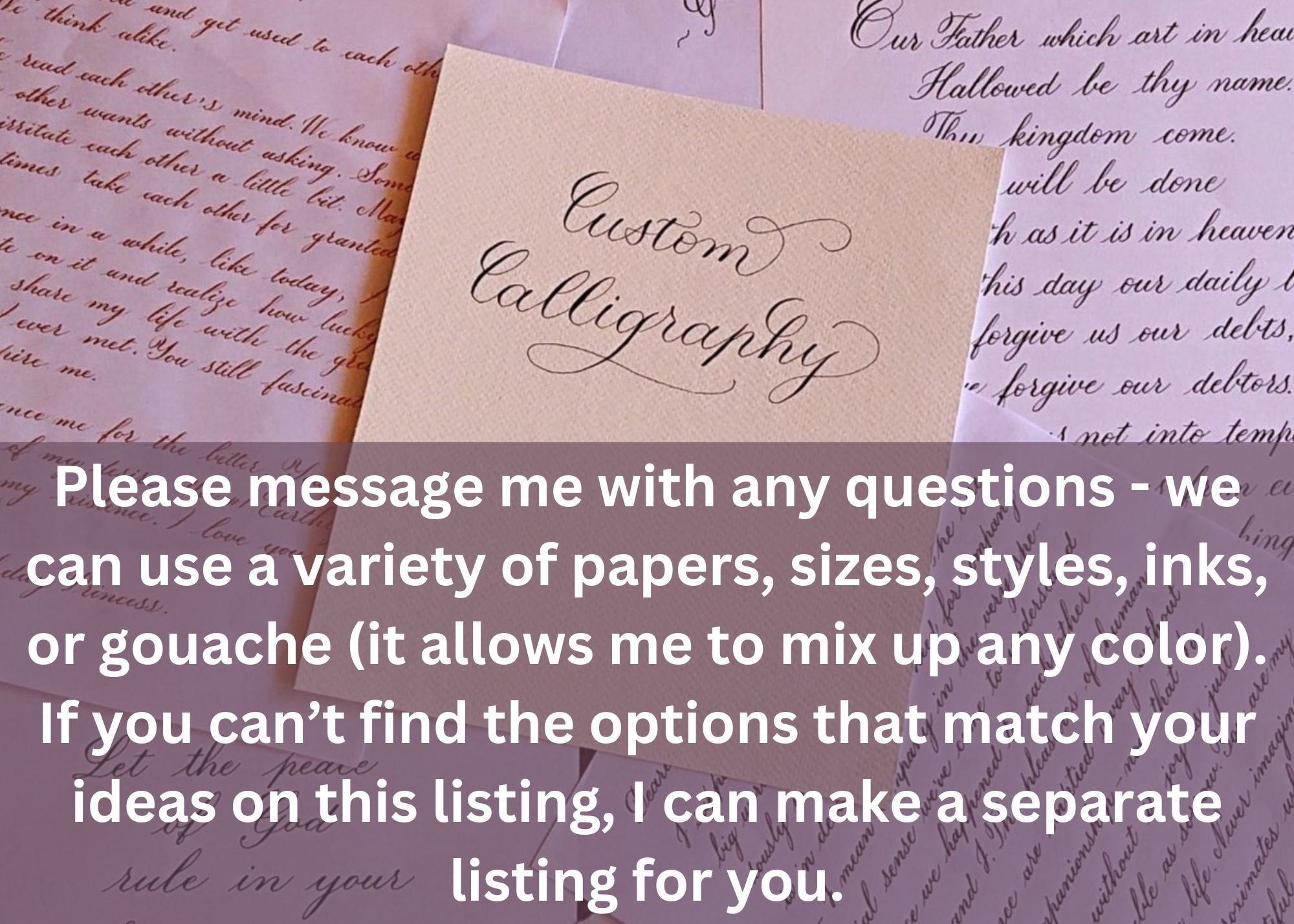 Custom Calligraphy, Personalized Handwritten Message, Custom Quote ...