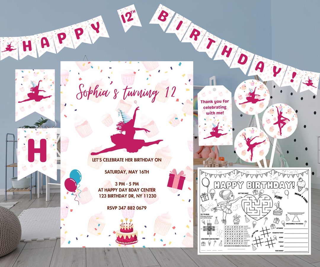 Ultimate Ballerina Birthday Pack; Editable Invite Template and ...